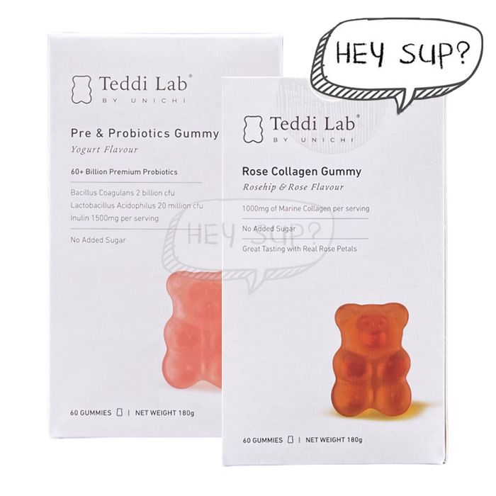 Unichi | Teddi Lab Gummy Bear Set (Pre & Probiotics + Rose Collagen ...