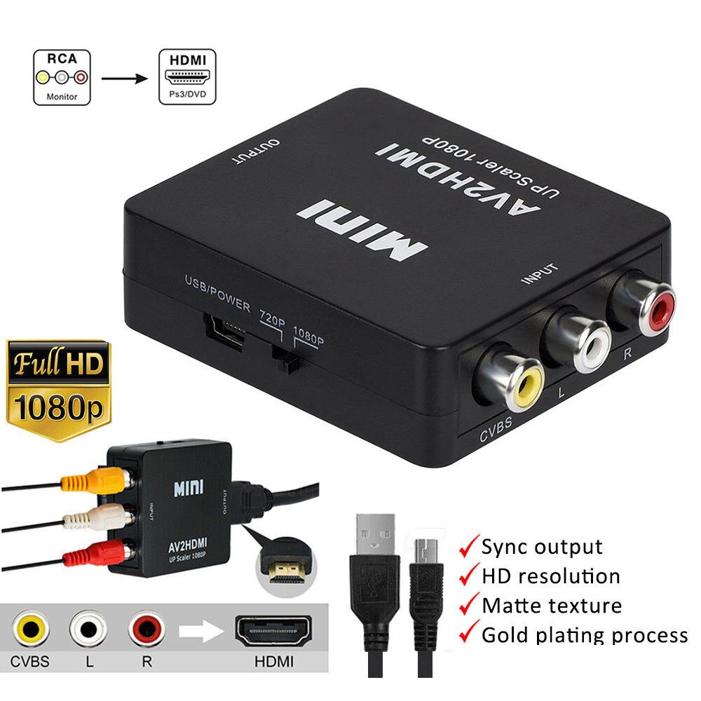 昇星好物 | 黑色 AV 轉 HDMI 高清視頻轉換器 AV2 HDMI 轉接線 1080P | HKTVmall 香港最大網購平台