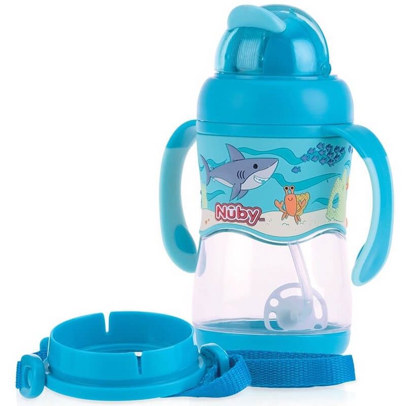 Nuby | No-Spill™ 360˚ Straw Flip-it™ 360˚防漏兩用飲管杯 -水藍色 | HKTVmall 香港最大網購平台
