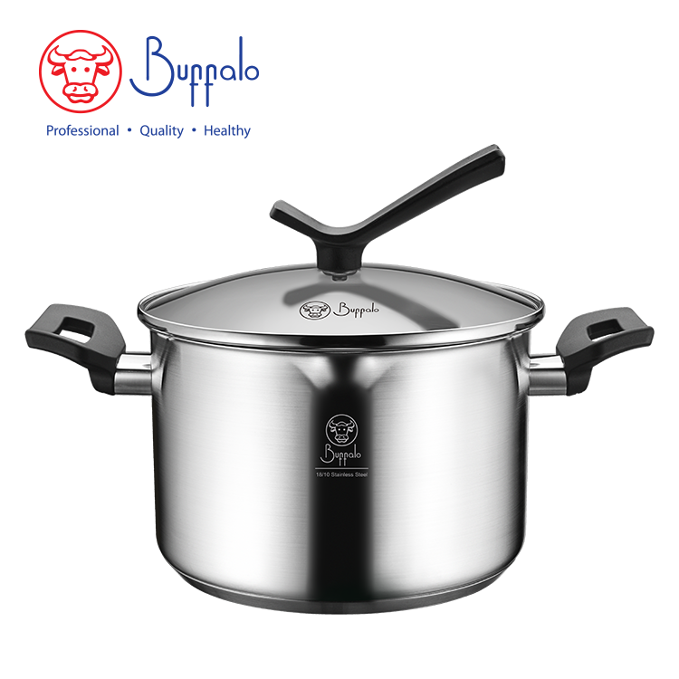 BUFFALO | 牛頭牌 WISE COOK I 不銹鋼加厚底雙耳煲配傾倒功能玻璃蓋 20cm / 3.5L (35520S ...