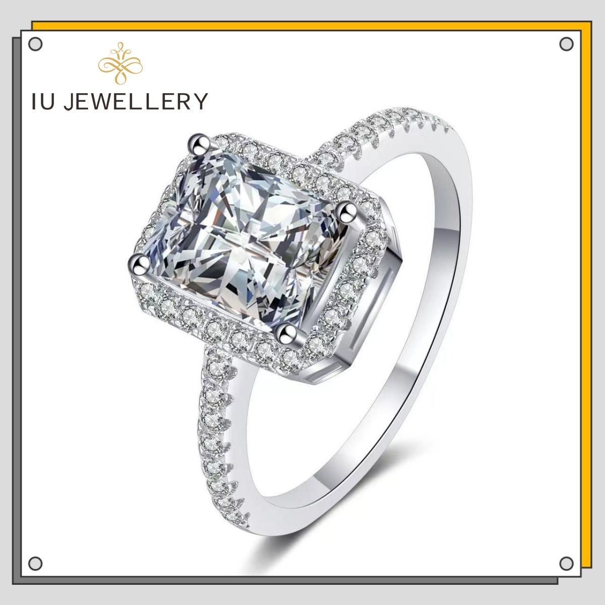 IU JEWELLERY | 925 Sterling Silver With Radiant Cut Mossanite Stone ...