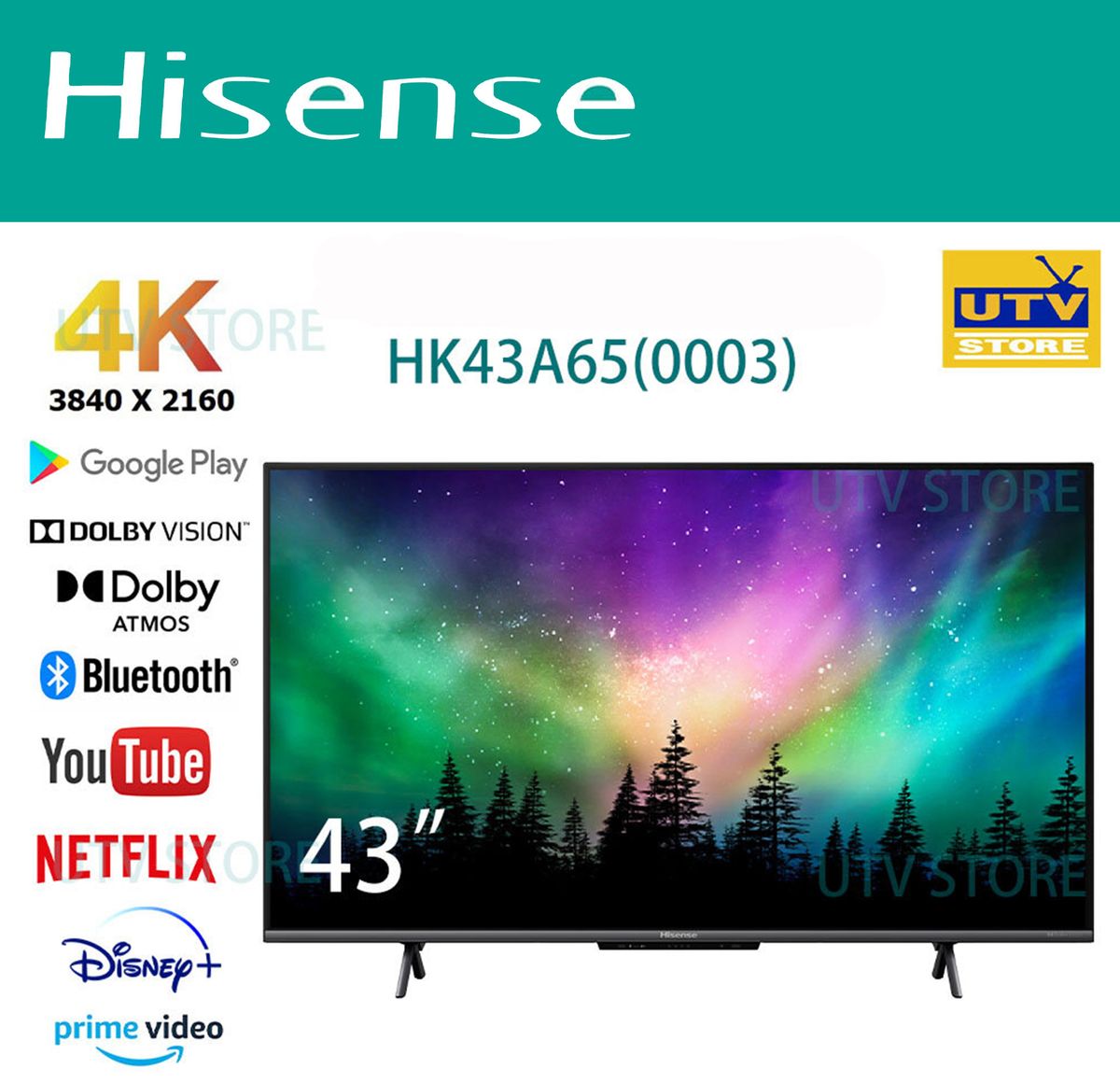 海信 | HK43A65-0003 43吋 4K 超高清UHD LED 電視 Google TV A65 | 屏幕尺寸 : 43吋 | HKTVmall 香港最大網購平台