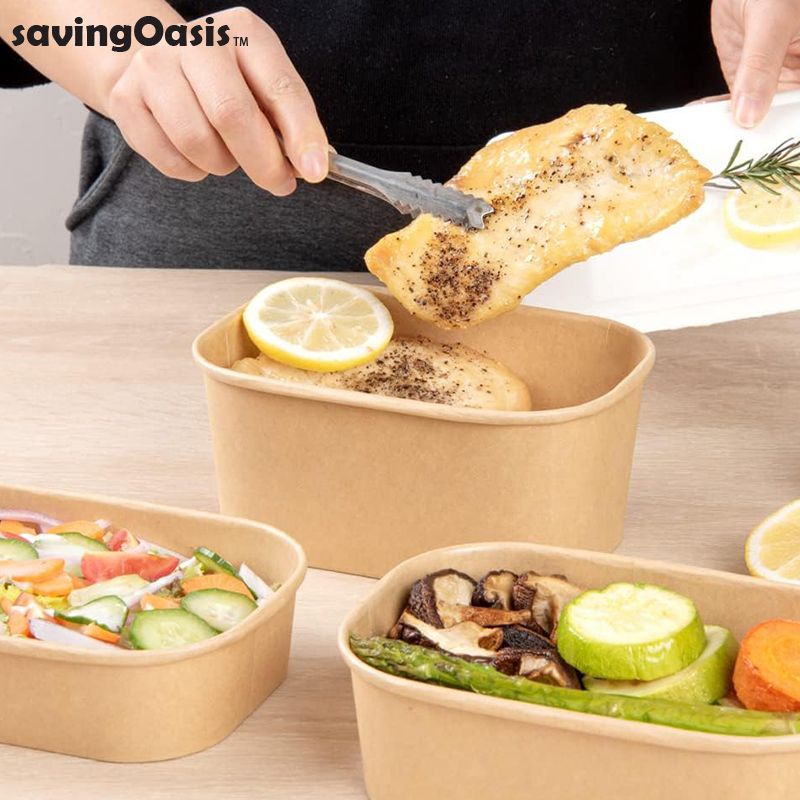 MasterTool | Savingoasis [25套] 帶蓋一次性環保1000ml餐盒 環保加厚牛皮紙飯盒 防水防油 打包盒 快餐盒 外賣盒 外賣餐具 即棄外帶食物盒 ...