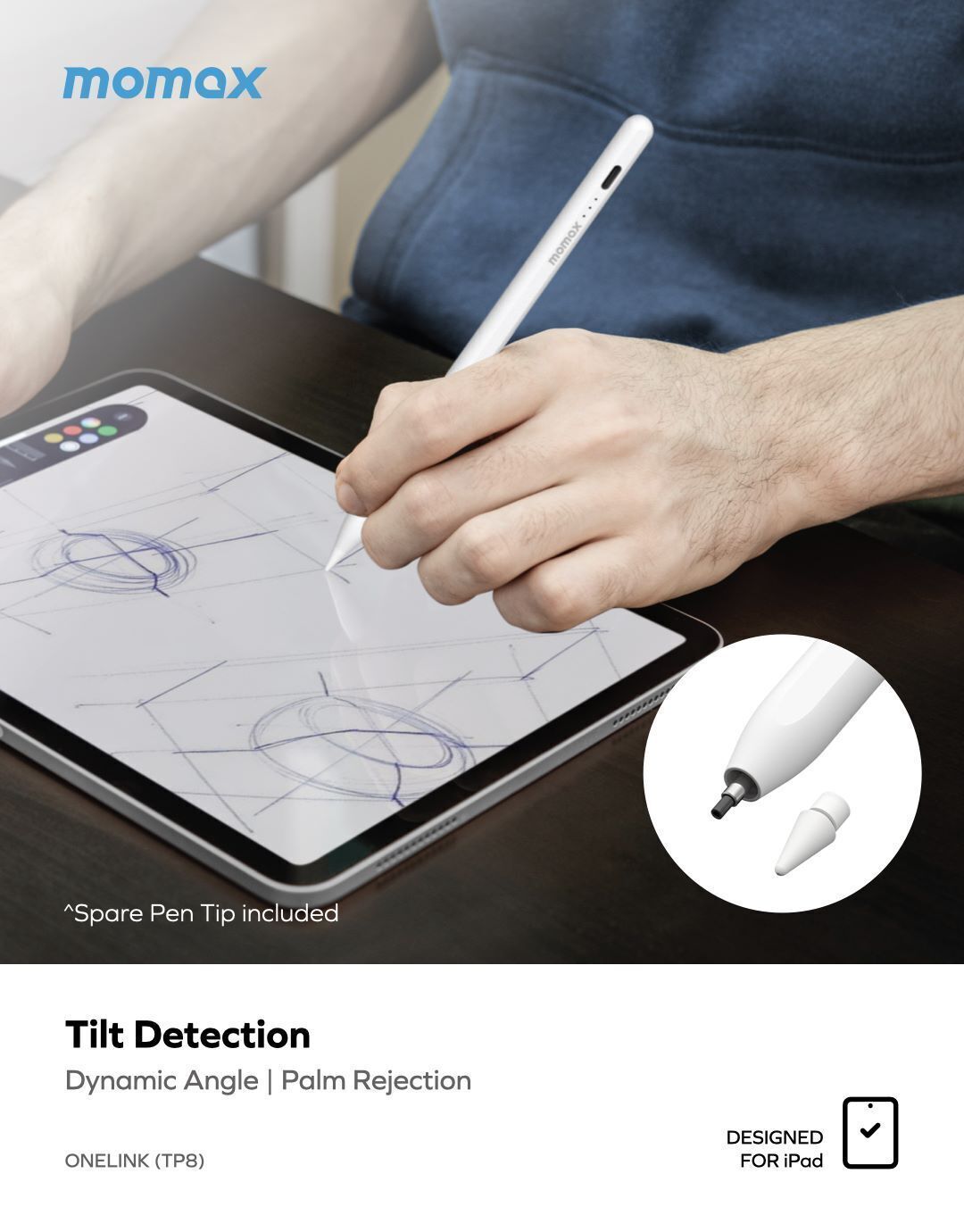 摩米士 | ONELINK iPad 專用主動式電容觸控筆 4.0 (TP8W) 磁力吸附 精準觸控 新一代筆尖 | HKTVmall 香港最 ...