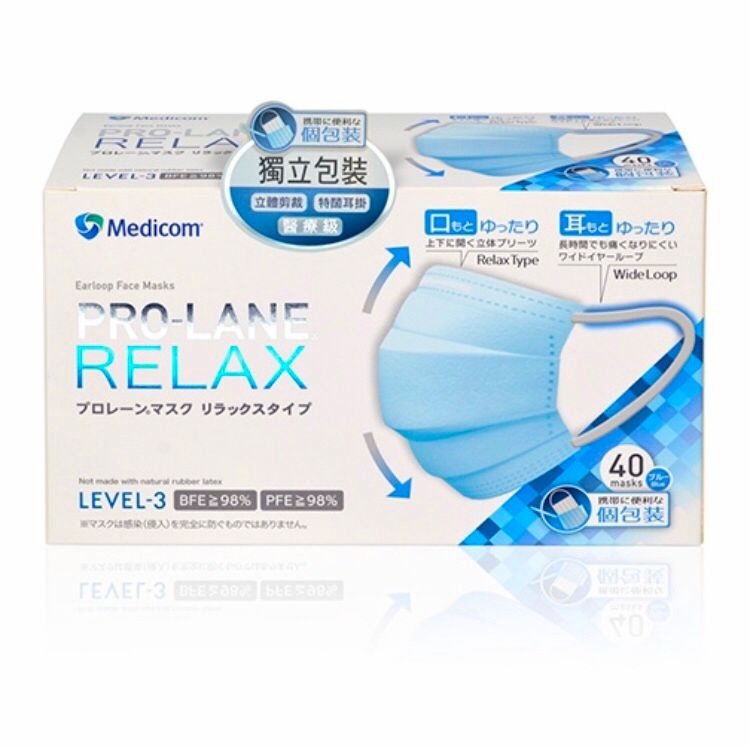 Medicom | ProLane Relax Earloop Face Mask ASTM Level 3 - BLUE 40's ...