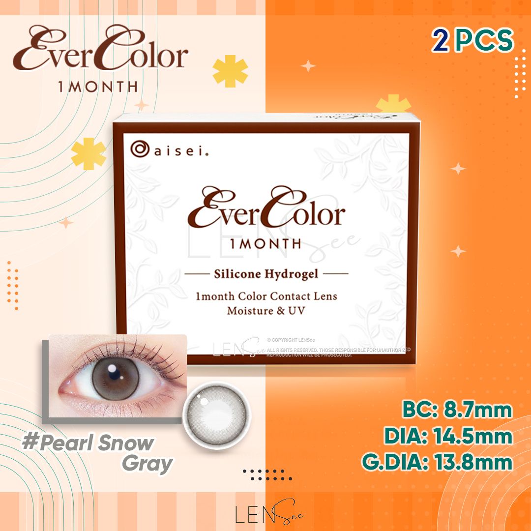 Ever Color | [ME202] EverColor 1month 矽水凝膠 每月拋棄拋彩色隱形眼鏡 - Pearl Snow Gray (2片裝) (度數 -0.00) | 尺碼 ...