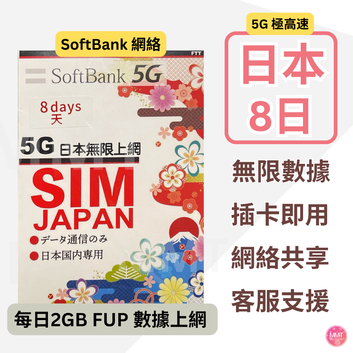 Softbank | 日本 原生網絡【8日 2GB/日 FUP】日本5G/4G 日本極高速 日本無限數據卡 日本上網卡日本電話卡 日本旅行電話咭 Data 日本Sim咭 | HKTVmall ...