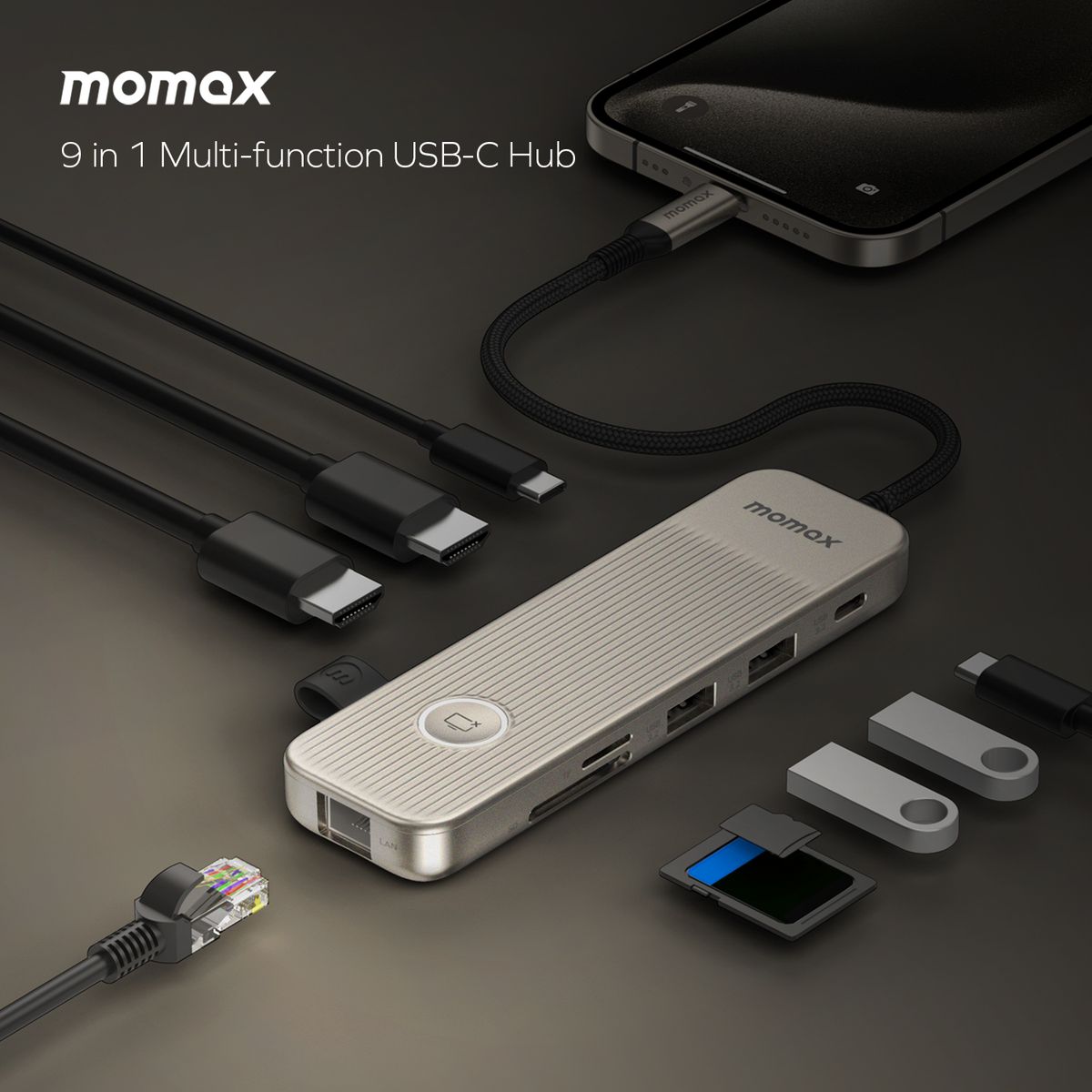 MOMAX | 1-Link USB-C Hub 9-in-1 DH19L | HKTVmall The Largest HK Shopping Platform
