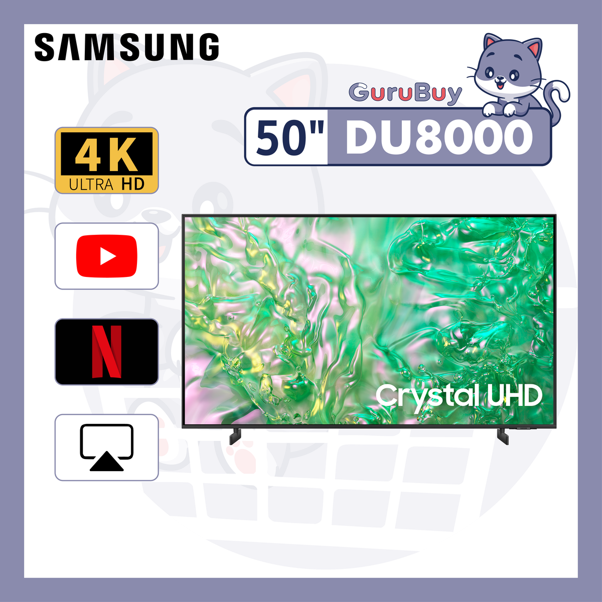 Samsung | 50 Crystal UHD DU8000 4K 智能電視 UA50DU8000JXZK 50DU8000 ...