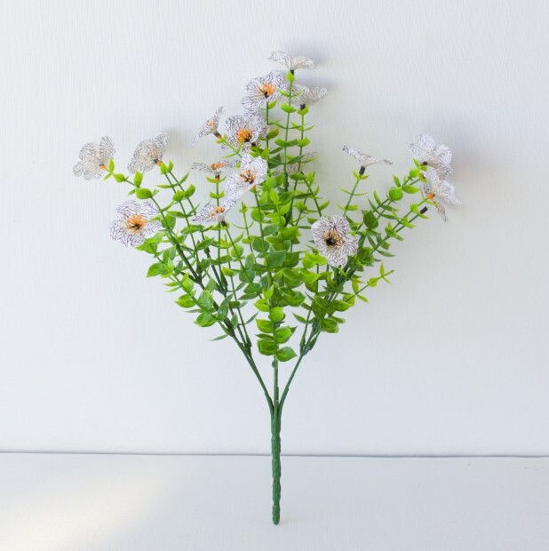 DDS | 【單枝】尤加利紫羅蘭模擬花花束裝飾擺件插花【白色】 #(DDS) | HKTVmall 香港最大網購平台