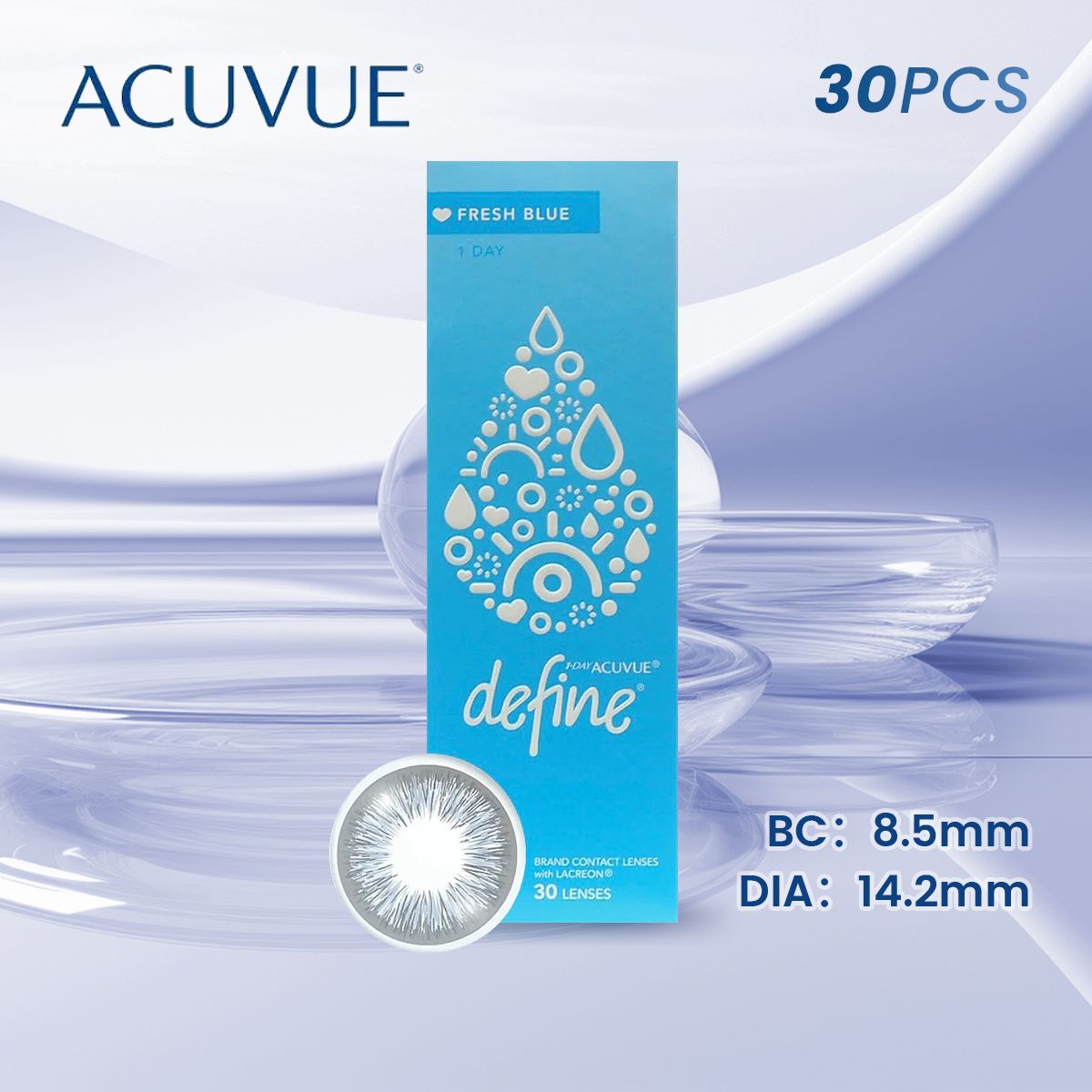 ACUVUE | Define Fresh 魅惑藍(Fresh Blue) 每日即棄隱形眼鏡 (度數 -0.00) [平行進口] [新舊包裝 ...