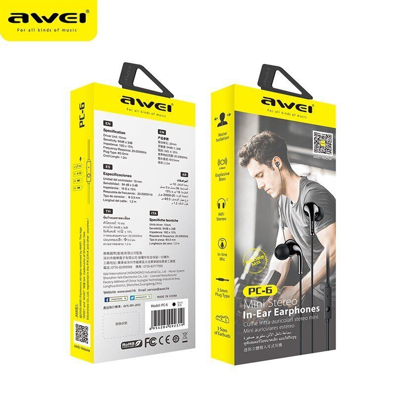 AWEI | TC-7 type c 耳機 有線耳機 入耳式耳機有線 耳機 唱片音質Type-C 插孔 立體聲耳機 深低音 帶麥克風 按鈕控制 1.2m線長 三星 Samsung 手機可用 ...