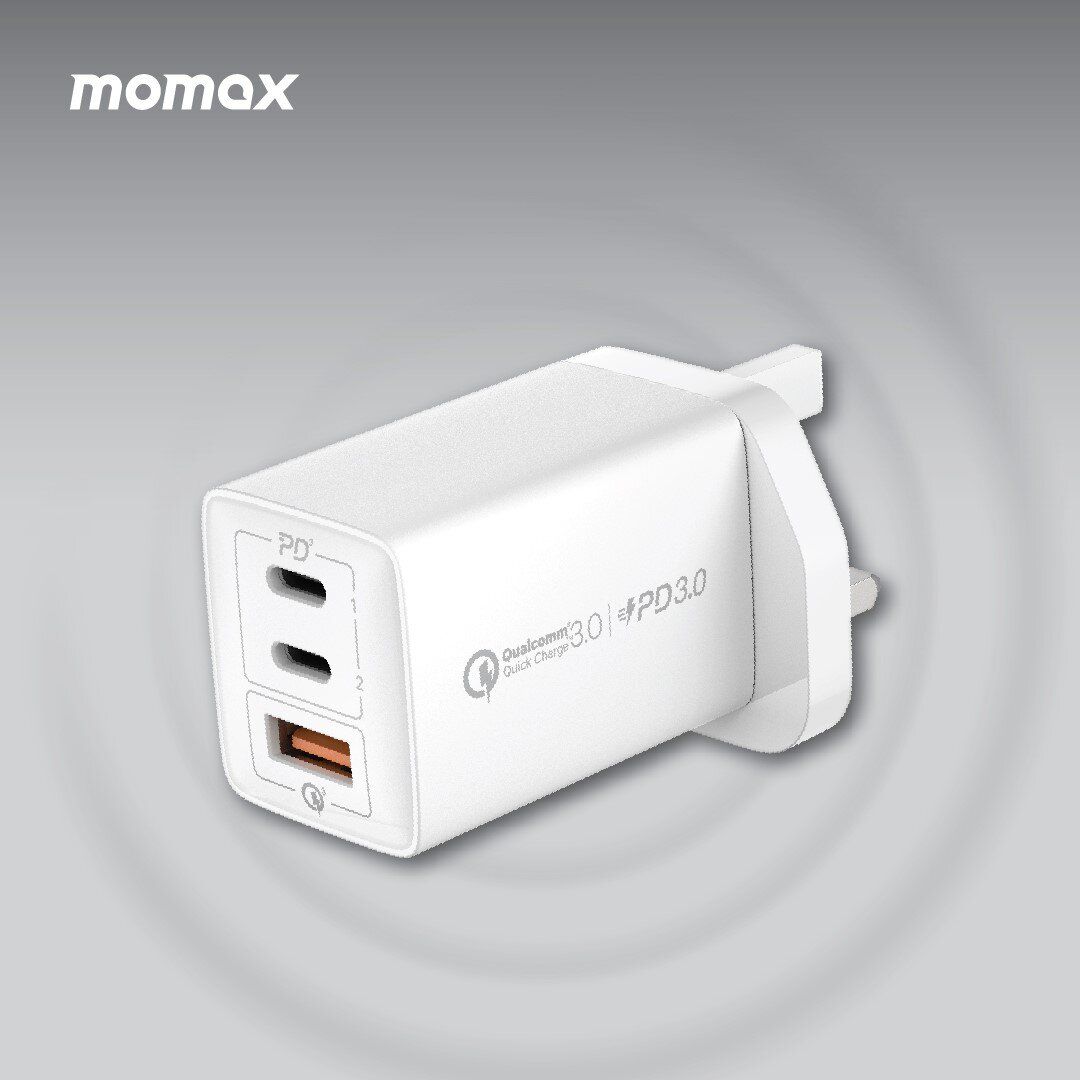 MOMAX | ONEPLUG 67W 三輸出GaN快速充電器 白色 UM30UKW | 顏色 : 白色 | HKTVmall 香港最大網購平台