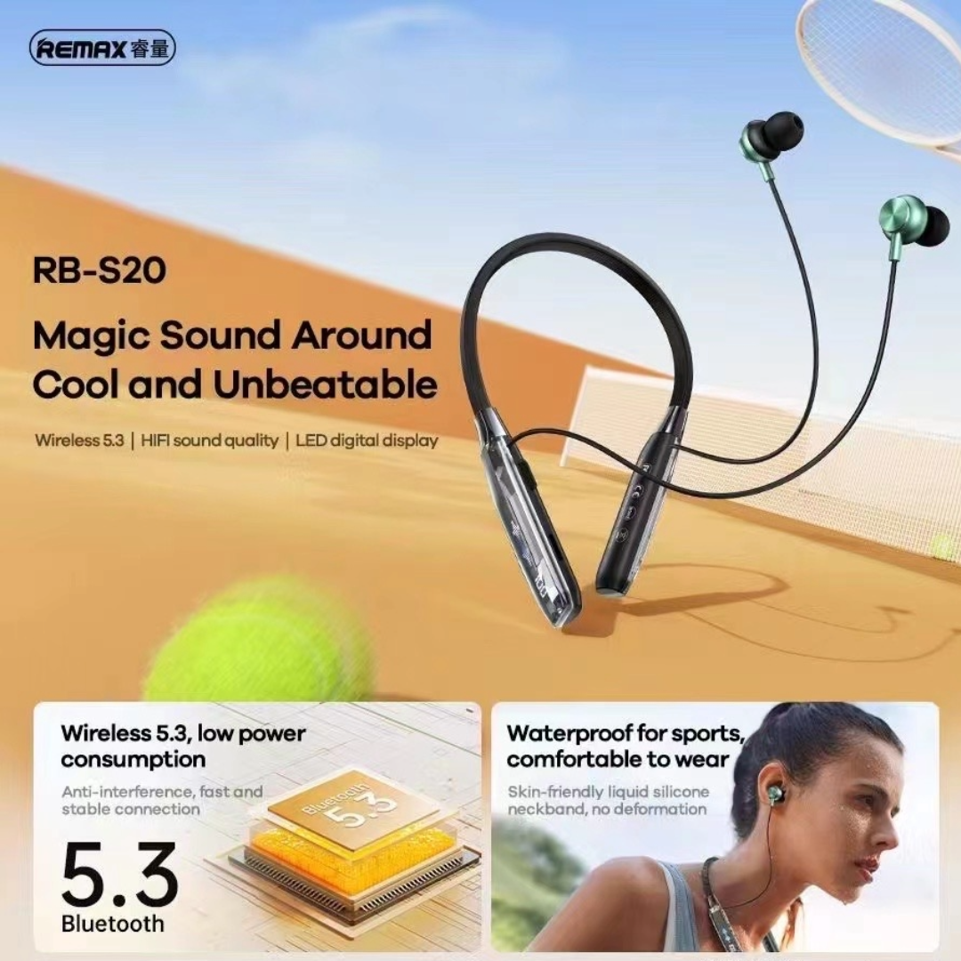 REMAX | RB-S20 透明無線掛頸運動耳機 2023最新款 藍牙耳機 運動耳機 掛頸運動耳機 超長待機 音質靚 | 顏色 : 黑色 | HKTVmall 香港最大網購平台