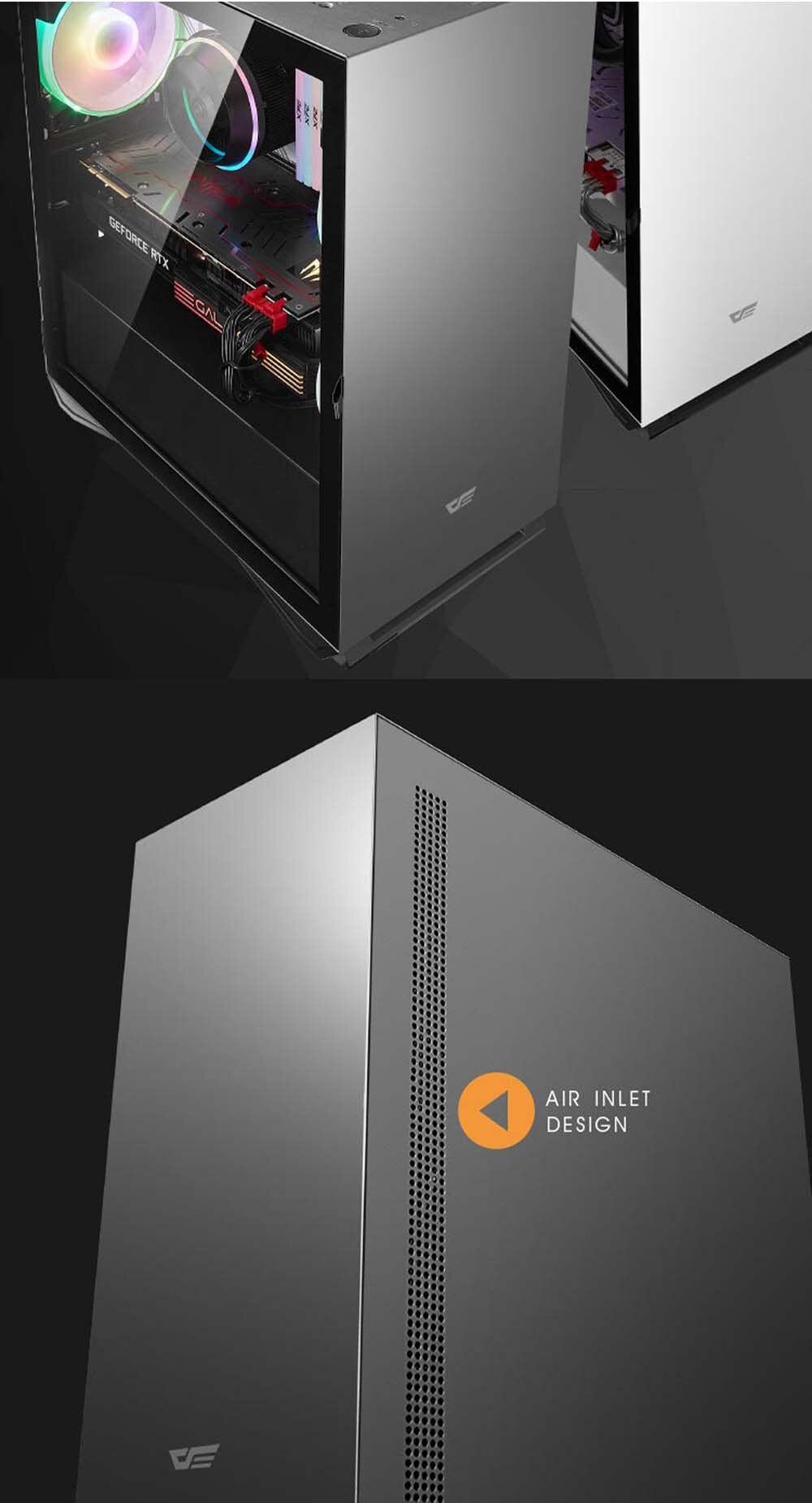 darkFlash | DLM22 M-ATX Mini Tower Case [粉紅] 簡約設計, 一體成型, 自由玻璃門 送: 4 把 ...