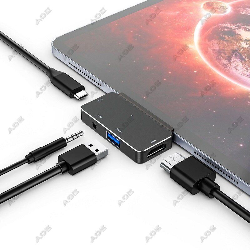 AOE | 4-in-1 iPad Pro 專用 Type-C Hub 鋁合金 擴展器 USB3.0 + 超高清4K HDMI + Audio ...