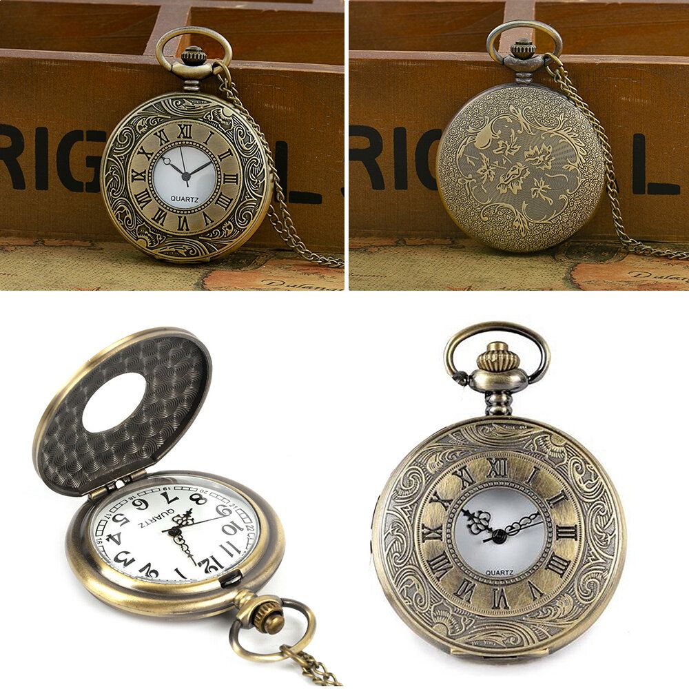 Tuenmall | Bronze Vintage Large Pocket Watch Pattern Pocket Watch ...
