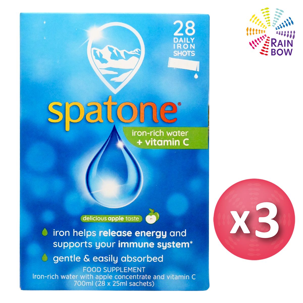 spatone | [X3]英國100%天然液體鐵- 蘋果味 700ml (25mlX28包) X3盒 食用日期：27年4月底(平行進口 ...