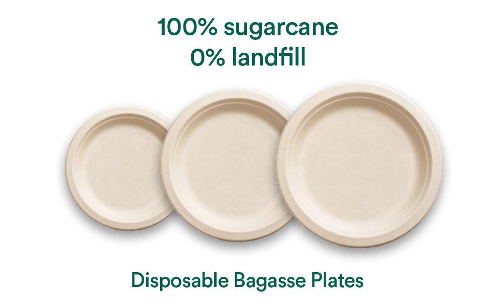 MasterTool | 【可降解及可微波爐用】SavingOasis 一次性即棄紙碟 7吋 (50隻裝) 環保可生物降解甘蔗紙碟 18cm 燒烤碟 一次性紙碟 派對碟 即棄紙碟 外賣餐具 ...