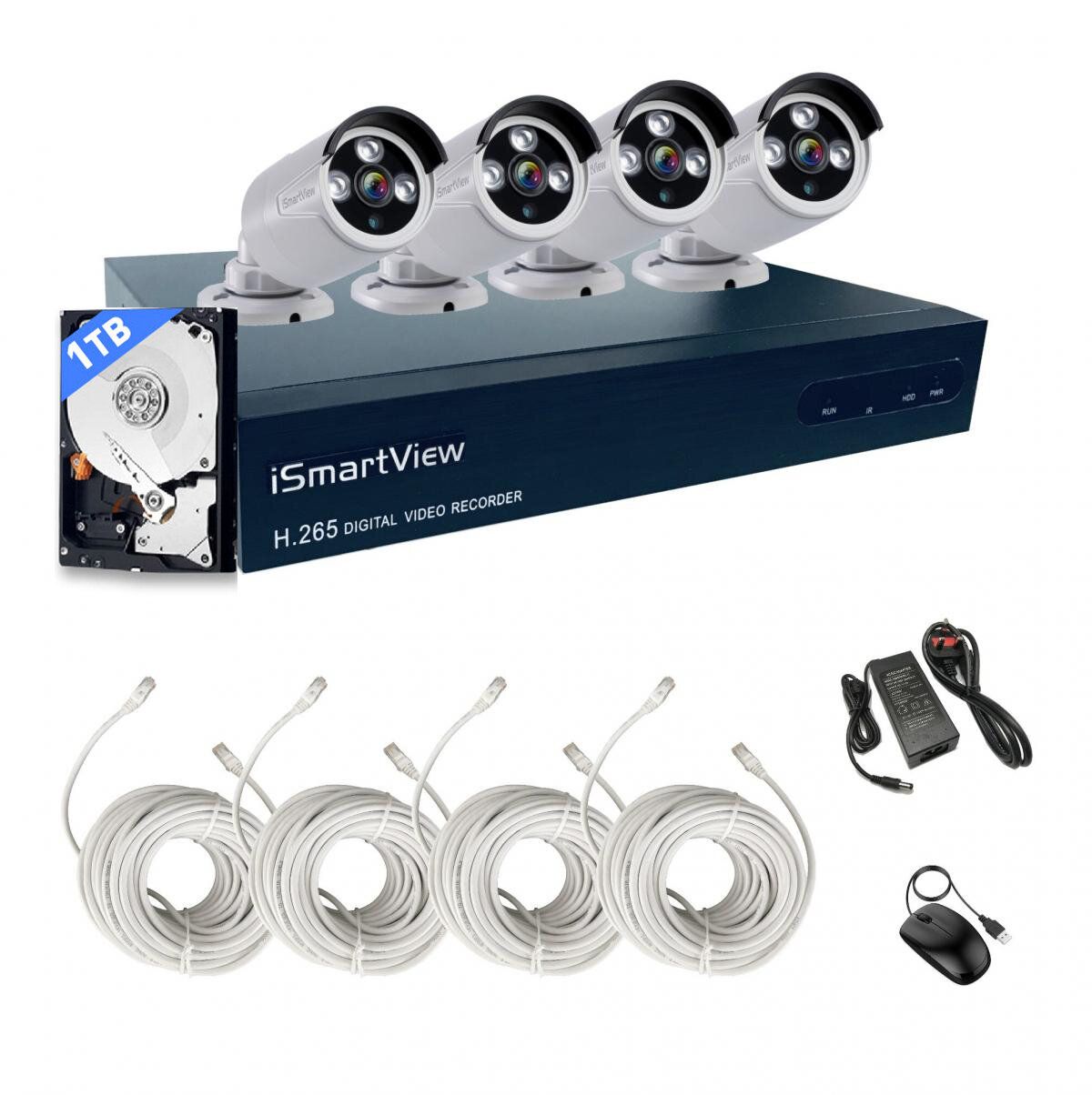 iSmartView | 2K UHD NVR 4CH-4Camera IP66 Outdoor Bullet Camera 1TB HDD ...