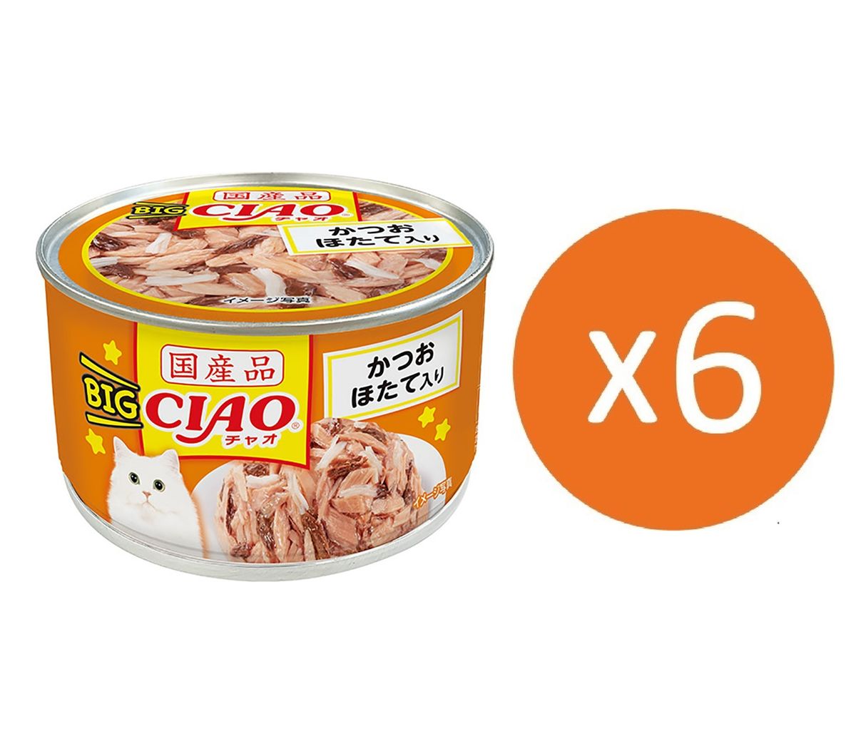 INABA | (6件裝) 鰹魚＋帶子 BIG CIAO 貓罐頭 160g x6pcs [平行進口] | HKTVmall 香港最大網購平台