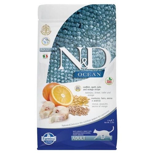 Farmina N&D | Feline Low Grain Fish & Orange Adult Recipe Dry Cat Food ...