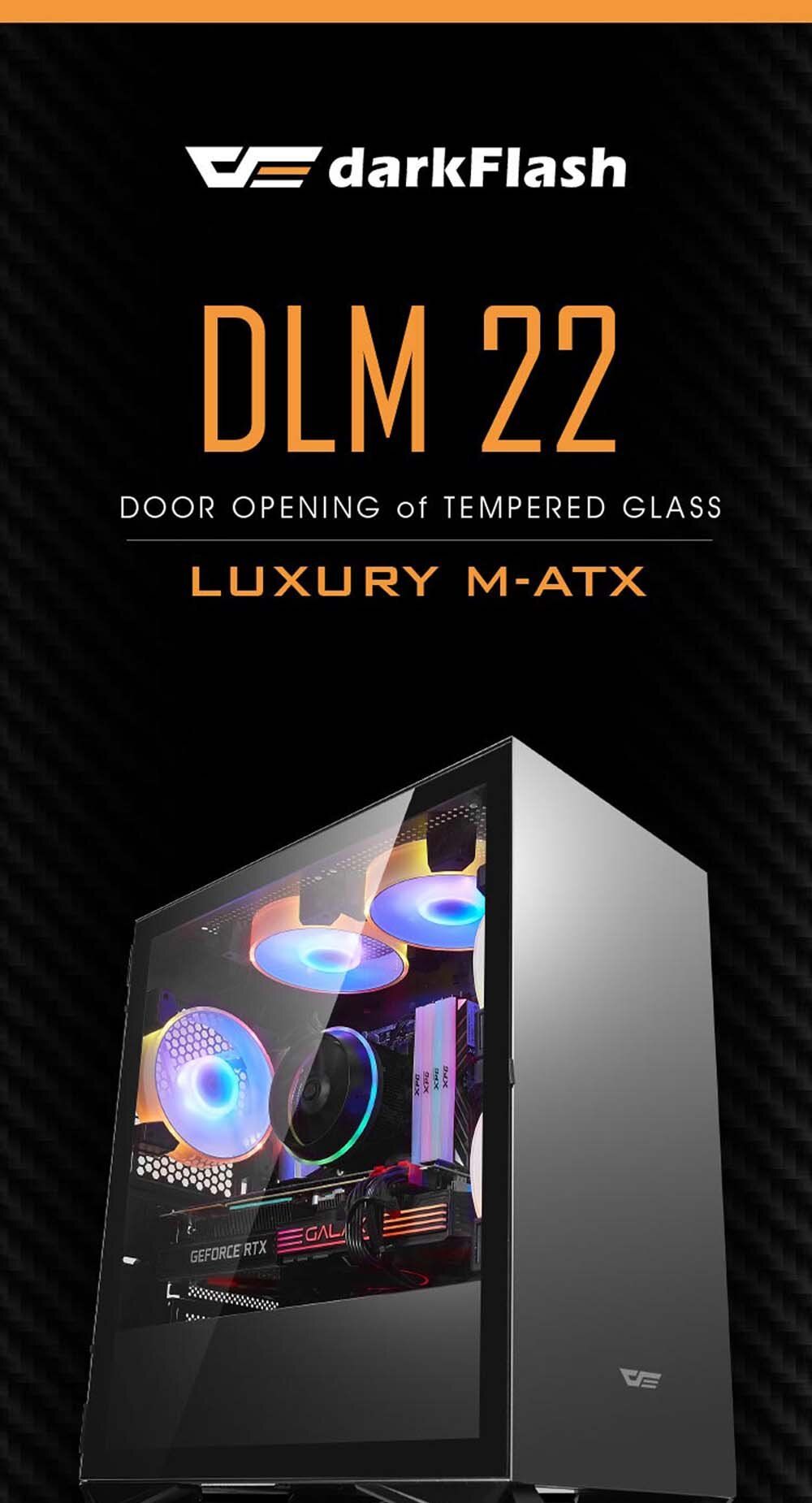 darkFlash | DLM22 M-ATX Mini Tower Case [粉紅] 簡約設計, 一體成型, 自由玻璃門 送: 4 把 ...