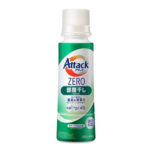 KAO 花王 | Attack Zero 濃縮洗衣液 室內乾燥用 綠色 380g [平行進口] (4901301406125) | HKTVmall 香港最大網購平台