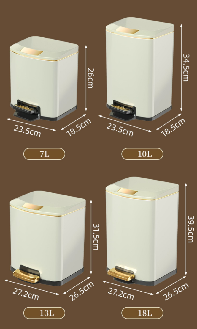 DDS | 輕奢不銹鋼腳踏式垃圾桶(爵士黑金-平紋)(尺寸:7L-23.5*18.5*26CM)#N164_016_261 | HKTVmall 香港最大網購平台