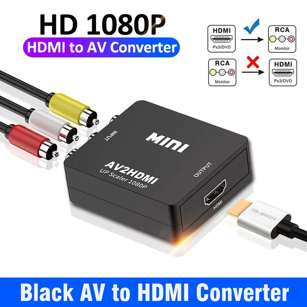 屯京 | 黑色 AV 轉 HDMI 高清視頻轉換器 AV2 HDMI 轉接線 1080P | HKTVmall 香港最大網購平台