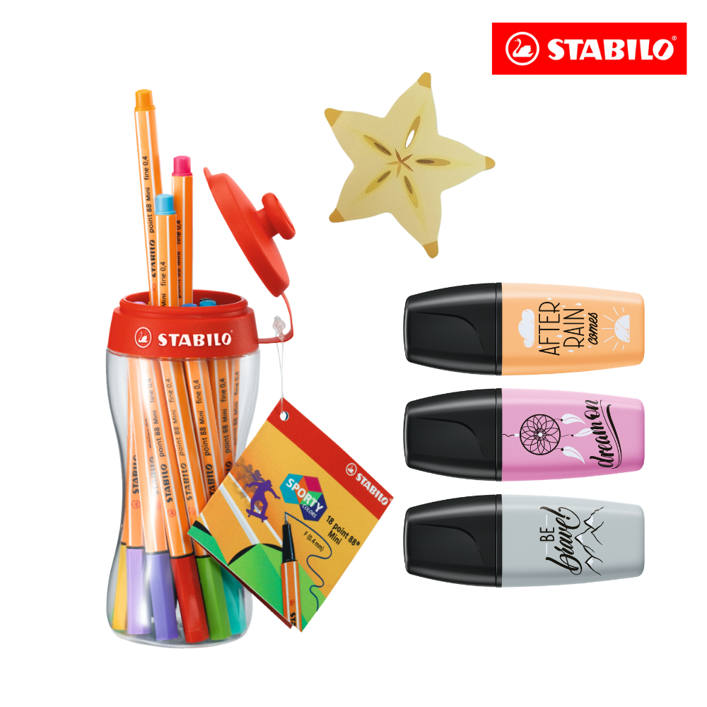 STABILO | point 88 Mini Sporty pack 18’s with BOSS MINI Pastellove 3’s ...