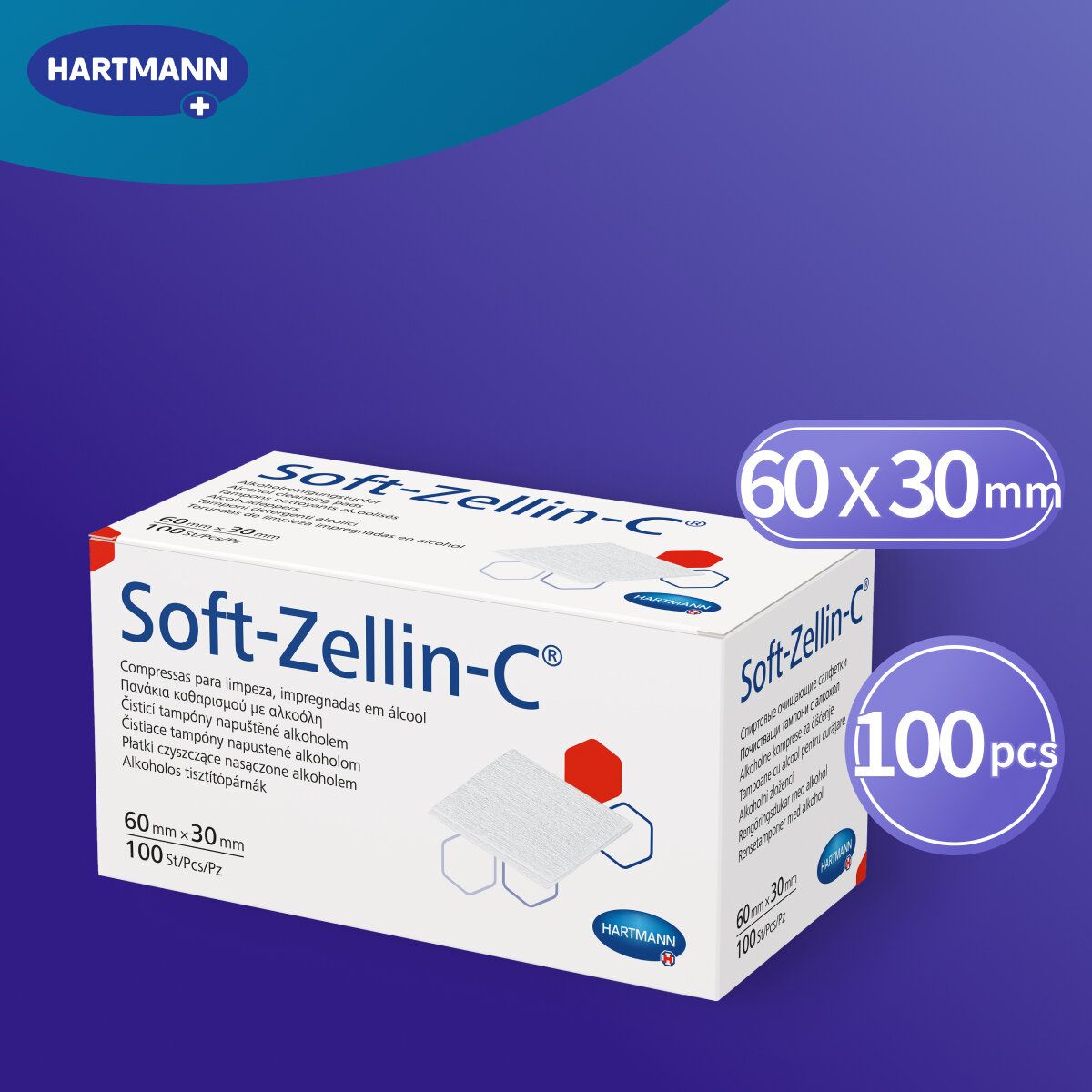 Soft-Zellin-C | 消毒酒精棉, 60x30毫米, 100片 | HKTVmall 香港最大網購平台