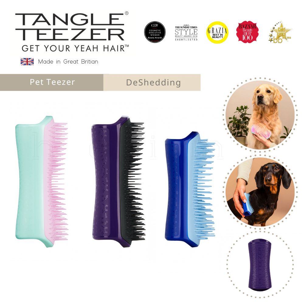 TANGLE TEEZER | Pet Teezer - Small Deshedding 狗隻美容梳 - Blue/Light Blue ...