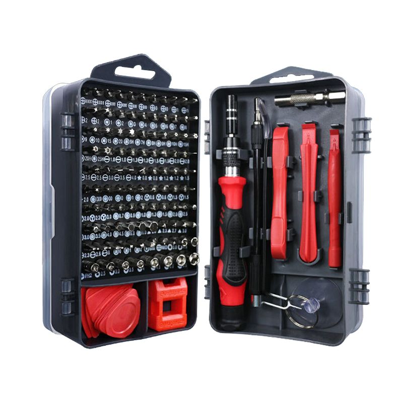 Jig & Kit | 新版115合1螺絲刀套裝丨多功能手動維修工具丨螺絲刀組合套裝丨螺絲批頭丨眼鏡電腦手機維修工具丨塑膠柄黑紅117合1系列（6115） | 數量 : 1 件 ...