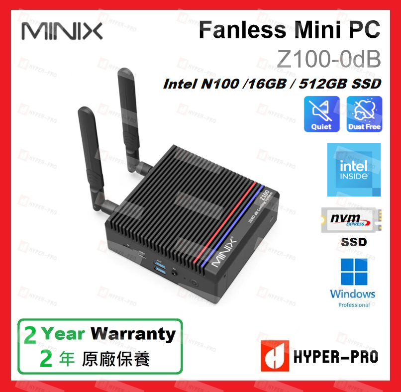 MINIX | Z100-0dB Intel N100 16GB 512GB SSD Win 11 Pro 迷你 PC 桌上型 電腦 ...