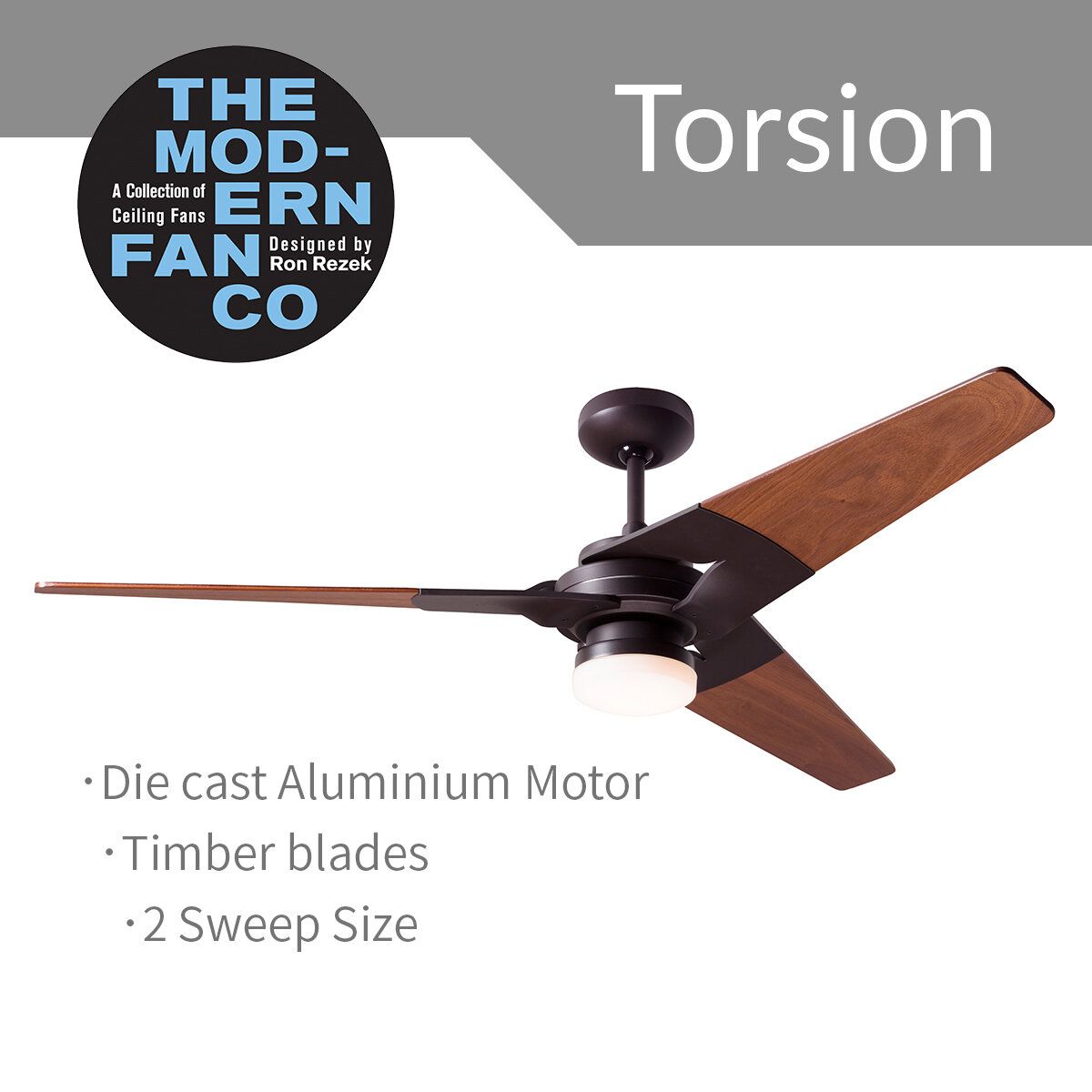 Modern Fan Co. | Modern Fan Co. Torsion 42寸天花扇 (已包括LED燈具及遙控套裝) | 顏色 : 黑 ...