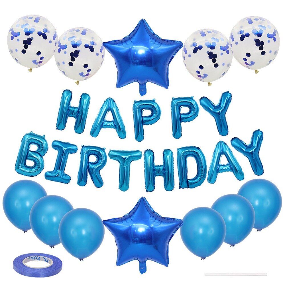 HOTBUY | Happy Birthday Balloon Set - [25pcs blue hb star set ...