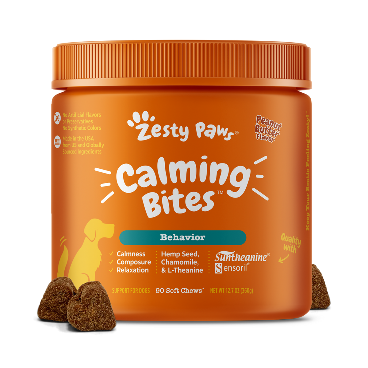 Zesty Paws | Behavior Calming Bites Peanut Butter Flavor Support Dog ...