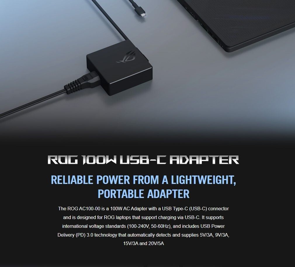 華碩 | ROG 100W USB-C Adapter 充電器 | HKTVmall 香港最大網購平台