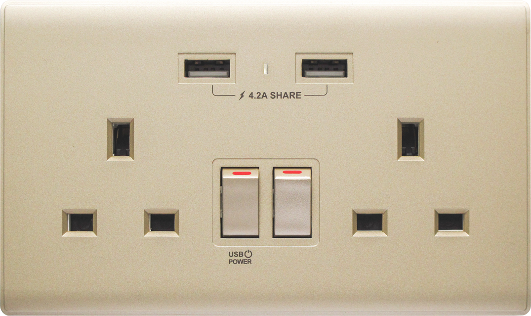 M2K | M2K 4,2A USB Wall Socket (Double) - Gold | HKTVmall The Largest ...