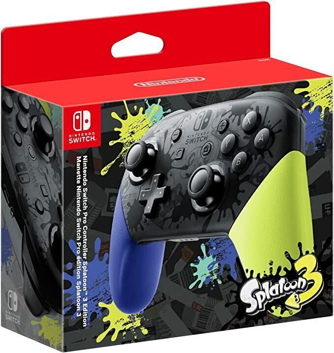 任天堂 | 《Splatoon》為主題 Switch Pro Controller NS 控制器 無線震動控制器 | 大掣 | 手制 | 香港行貨 | 顏色 : 黃色-藍色 ...