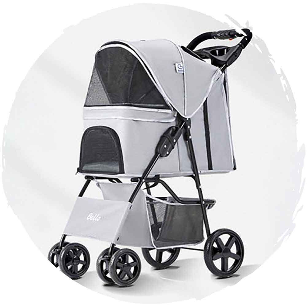 BELLO | Bello Classic Four-Wheel Foldable Dog Stroller (Light Gray ...