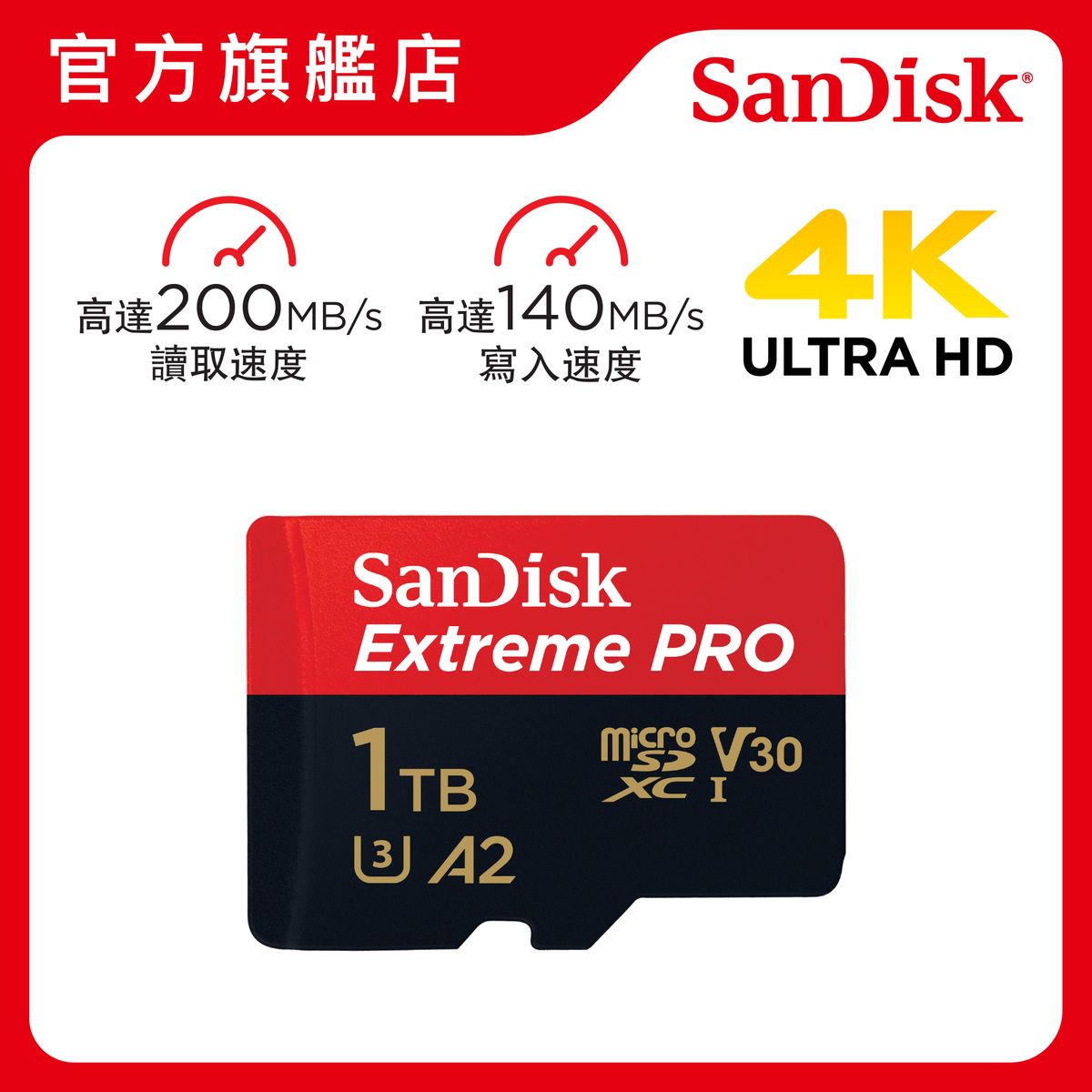 SanDisk | Extreme PRO MicroSDXC 1TB UHS-I 200MB/R 140MB/W 記憶卡 (SDSQXCD-1T00-GN6MA) | HKTVmall 香港 ...
