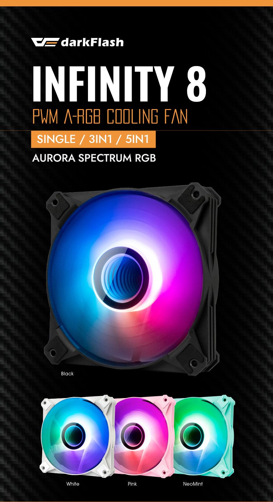 darkFlash | Infinity 8 PWM A-RGB Fan 12cm 3 in1 [White] | 顏色 : 白色 | 款式 ...