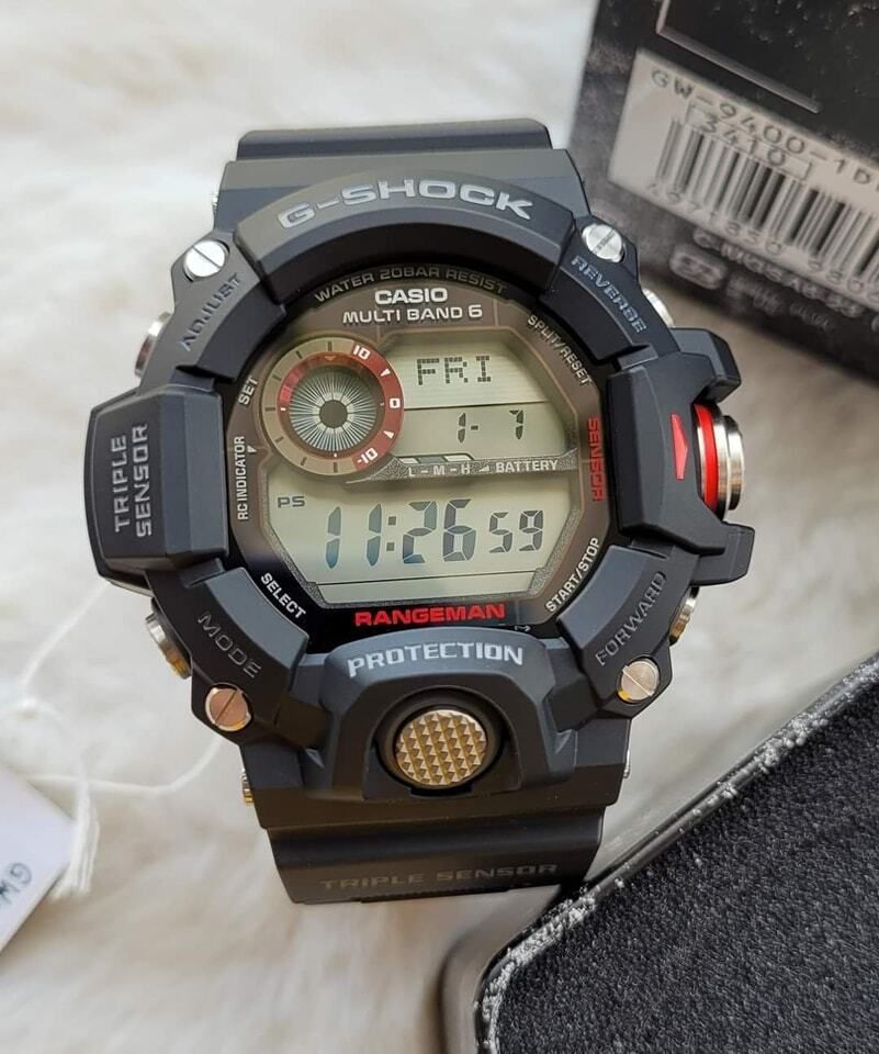 CASIO | CASIO G-Shock Master of G LAND RANGEMAN 六局電波 指南針 溫度計 氣壓計 測高 太陽能 紅黑色 超大錶徑 GW-9400-1 登山錶 ...
