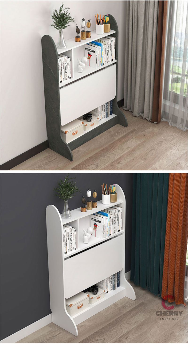 Cherry furniture | Retractable office desk folding desk bookcase narrow ...