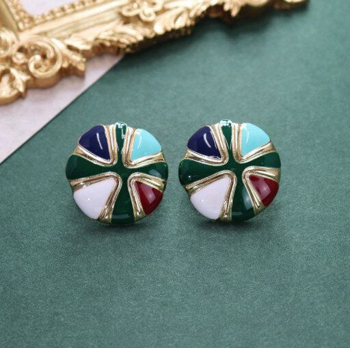 BEAR | 油畫感港風耳釘（天藍色 30-琺瑯星花） | HKTVmall The Largest HK Shopping Platform