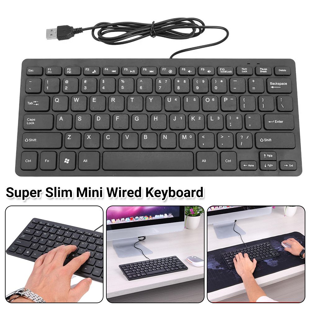 Tuenmall | Black Slim USB Wired Keyboard Business Computer Mini ...
