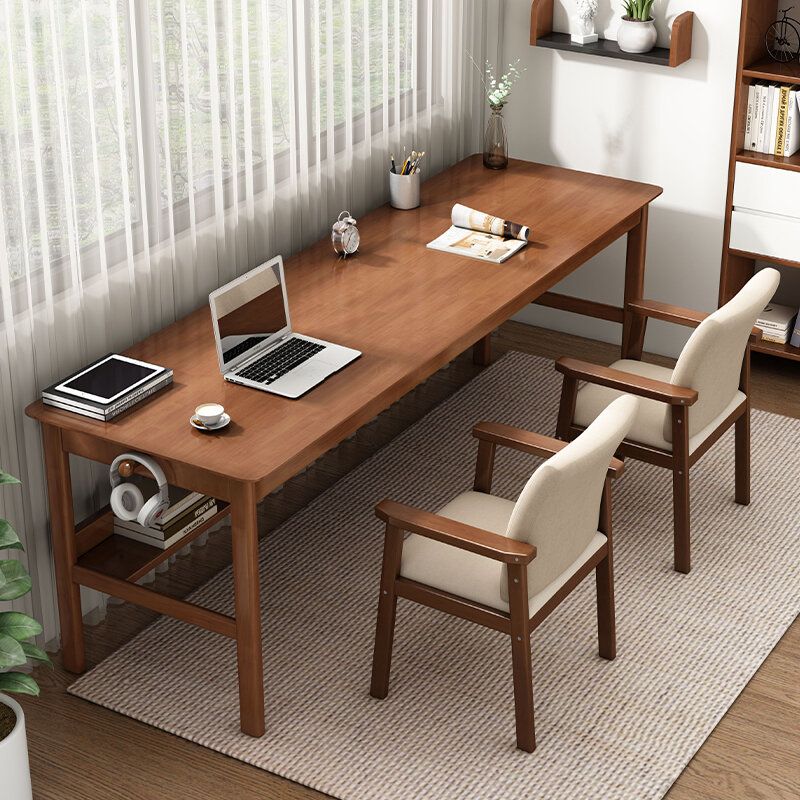 Cherry furniture | Double solid wood desk office desk with cabinet ...