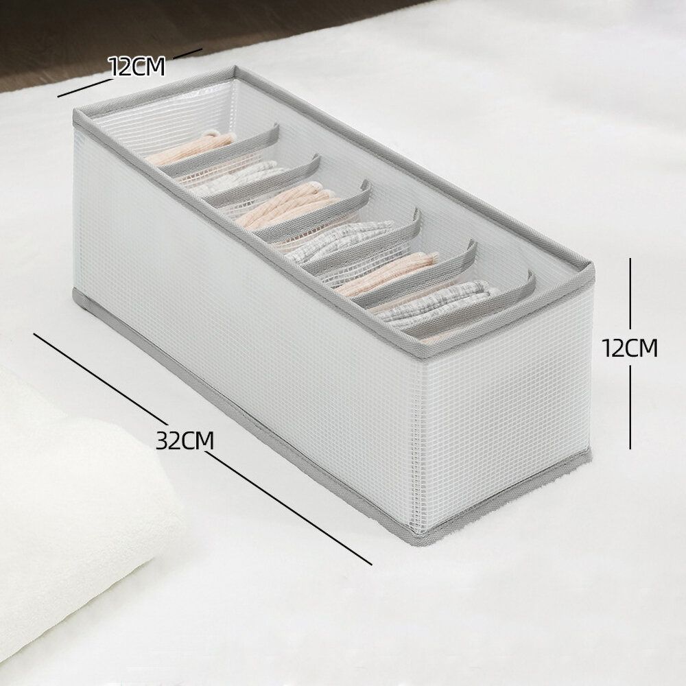 Tuenmall | White gray border 7 fine compartments Wardrobe organizer ...